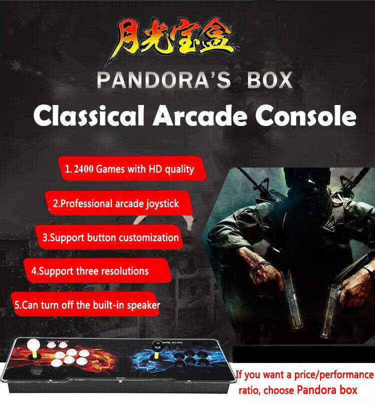3D Pandora ' S Box 2400 In 1 Classic Video Games Double Stick Arcade ...