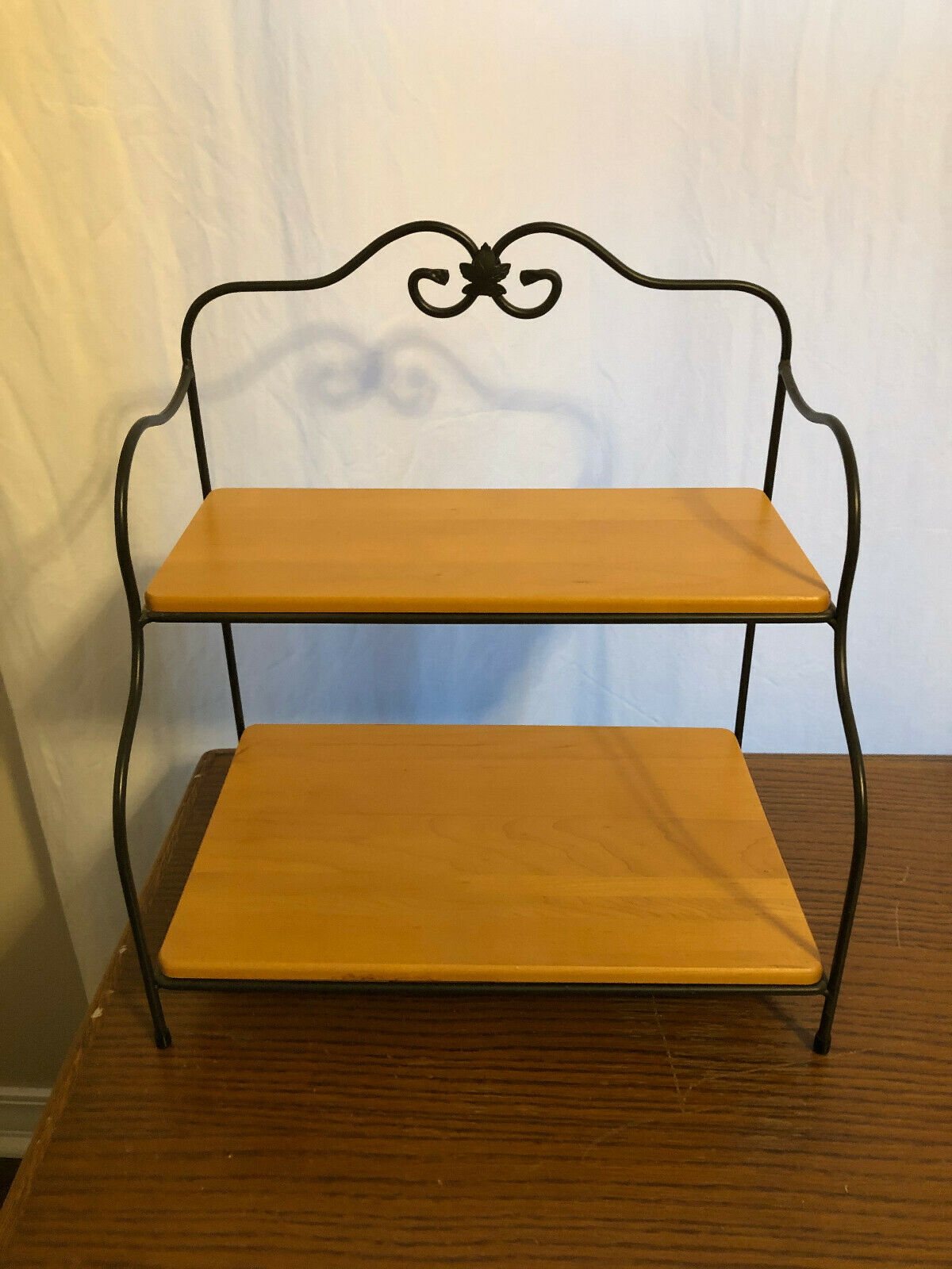 Longaberger Wrought Iron Small Bakers Rack With 2 Woodcraft Shelves ...