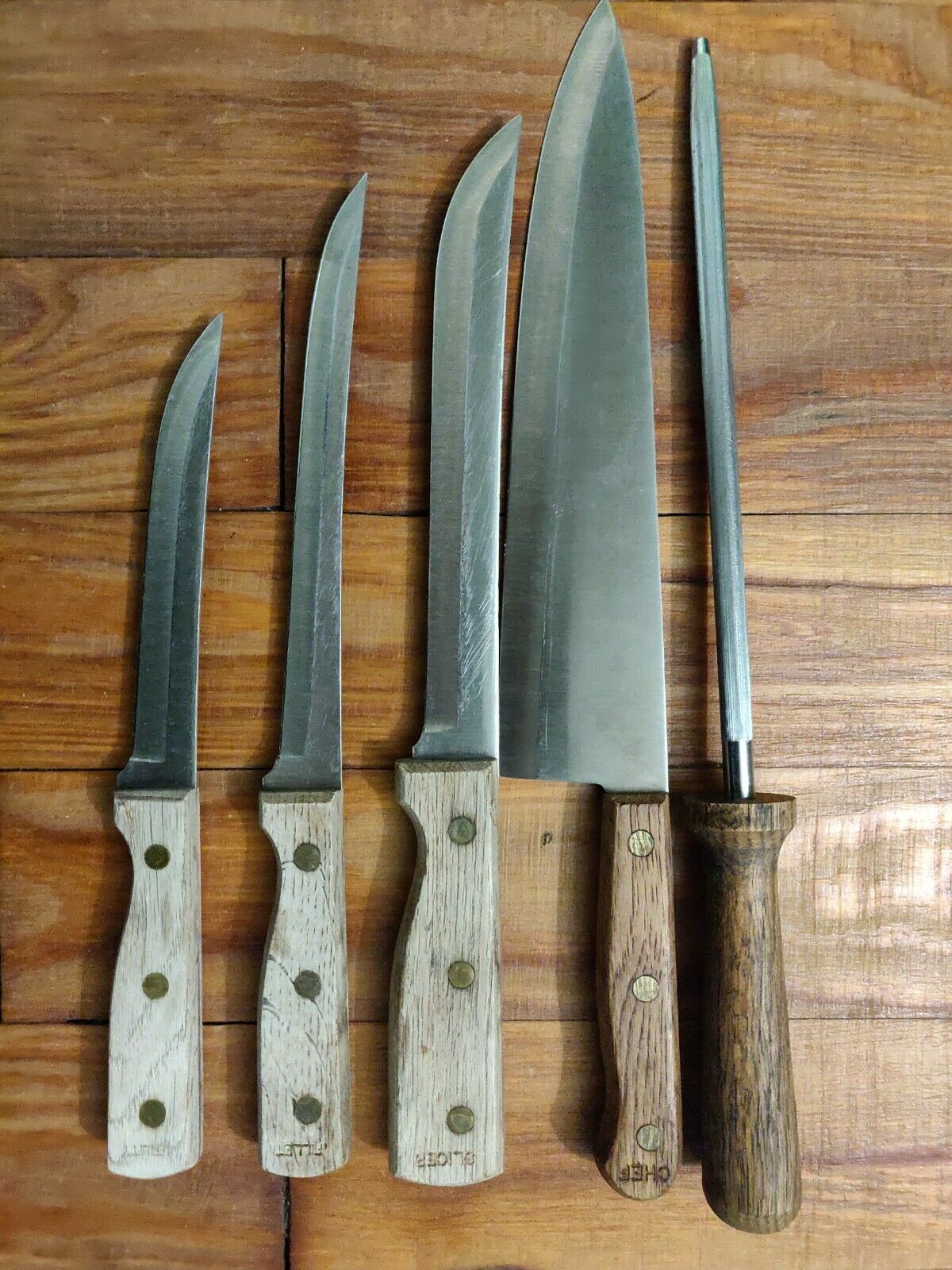 5 OLD HOMESTEAD Lifetime Cutlery Japan Chef ' S Knife Wood Handle ...