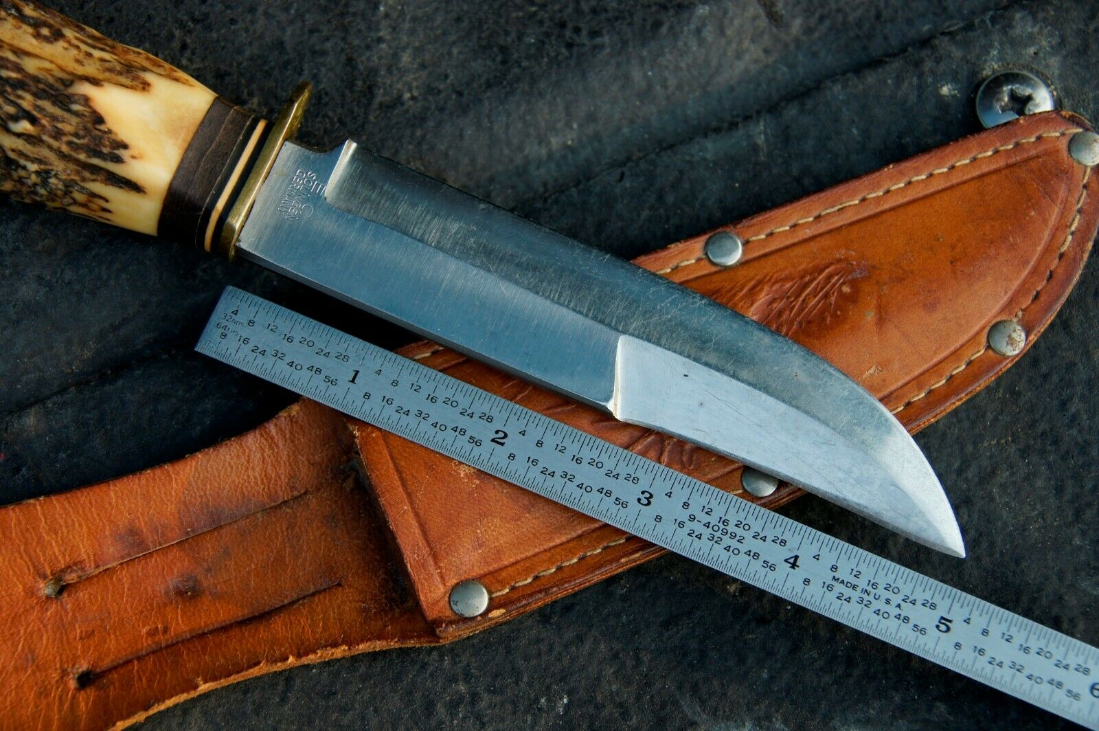 VINTAGE STAG SOLINGEN GERMANY Fixed Blade Hunting Knife & Sheath ...
