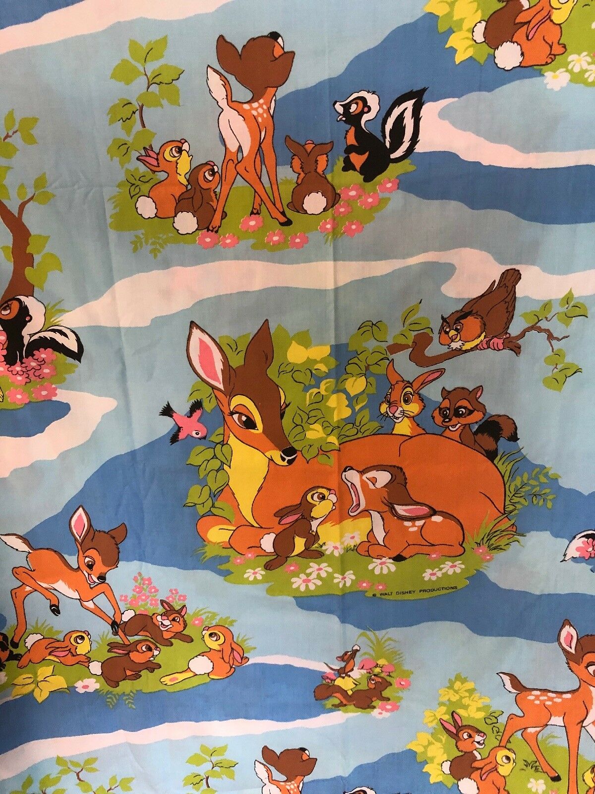 Vintage Walt Disney Bambi Sears Full Double Flat Sheet EUC | #13788252