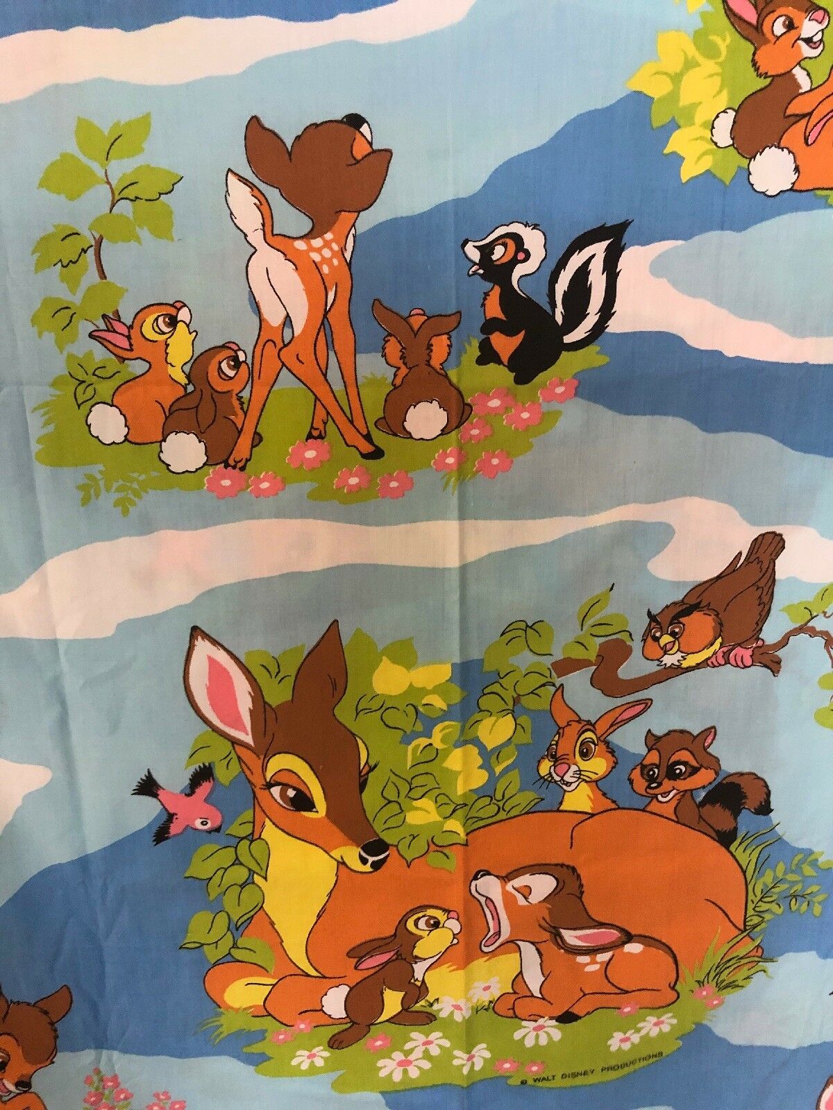 Vintage Walt Disney Bambi Sears Full Double Flat Sheet EUC | #13788252