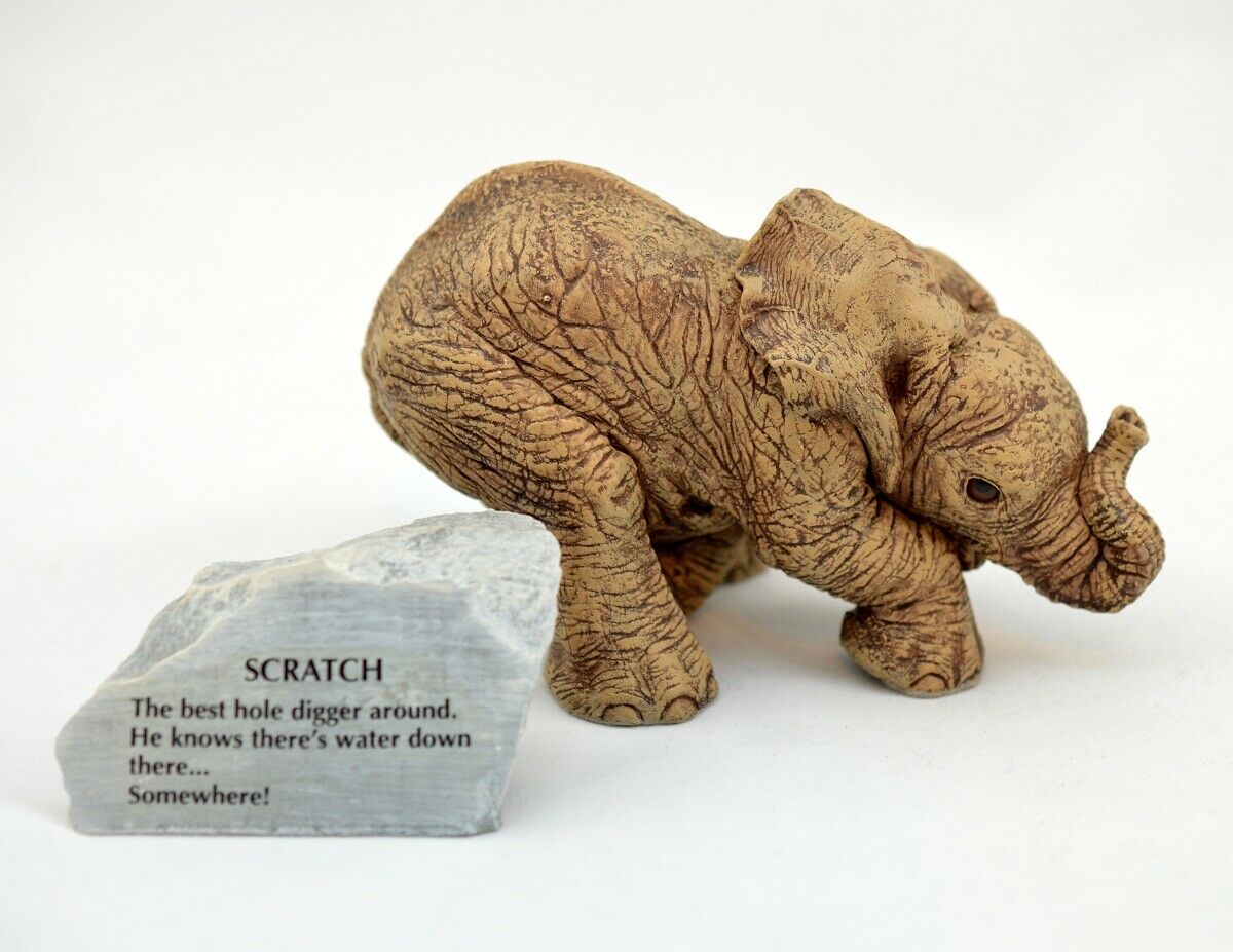 THE HERD RETIRED ELEPHANT SCRATCH FIGURINE BY MARTY SCULPTURE 3114 ...