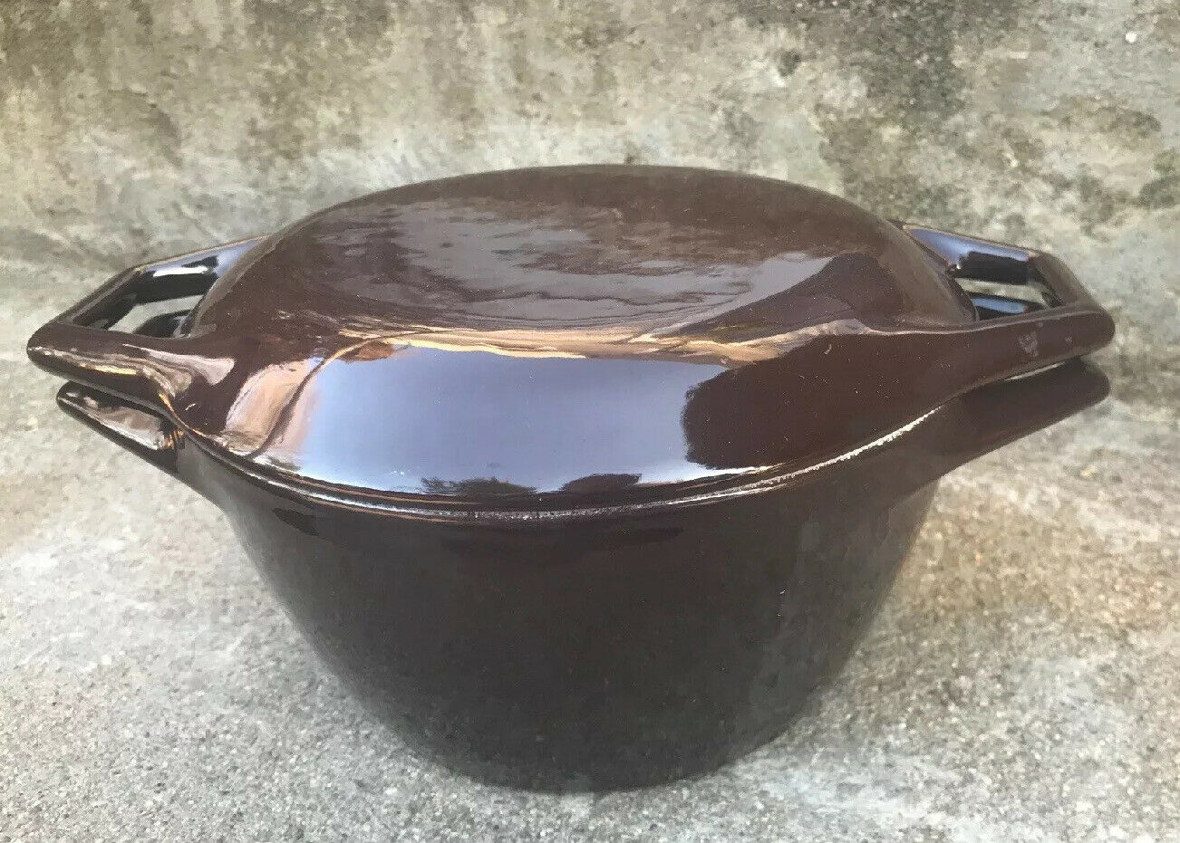 COPCO DENMARK D1 BROWN ENAMEL OVER CAST IRON DUTCH OVEN CASSEROLE 1QT ...