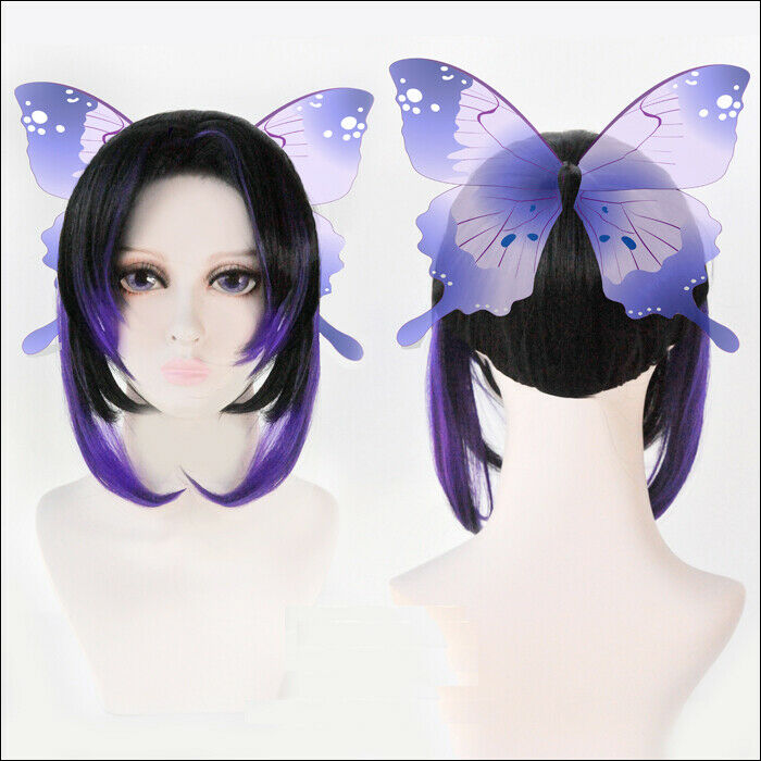 100 Demon Slayer: Kimetsu No Yaiba Kochou Shinobu Short Cosplay Wig ...