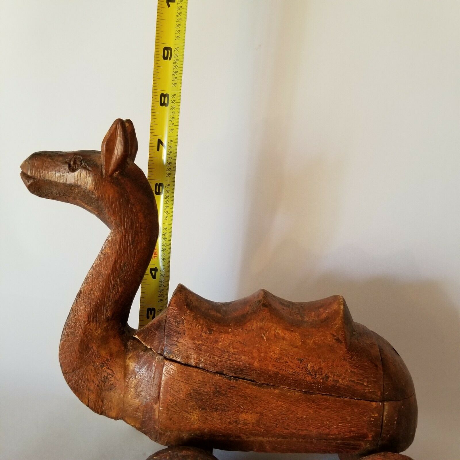 Handmade Wooden Camel Figurine On Wheels With Secret Stash Box | #13668168
