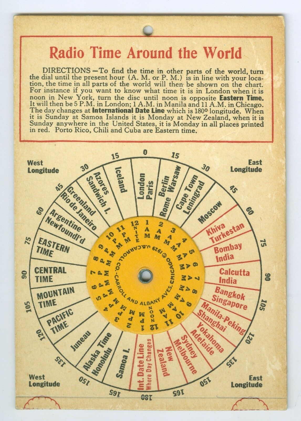1920/1930’s Radio Time Around The World Mechanical Card | #13820421