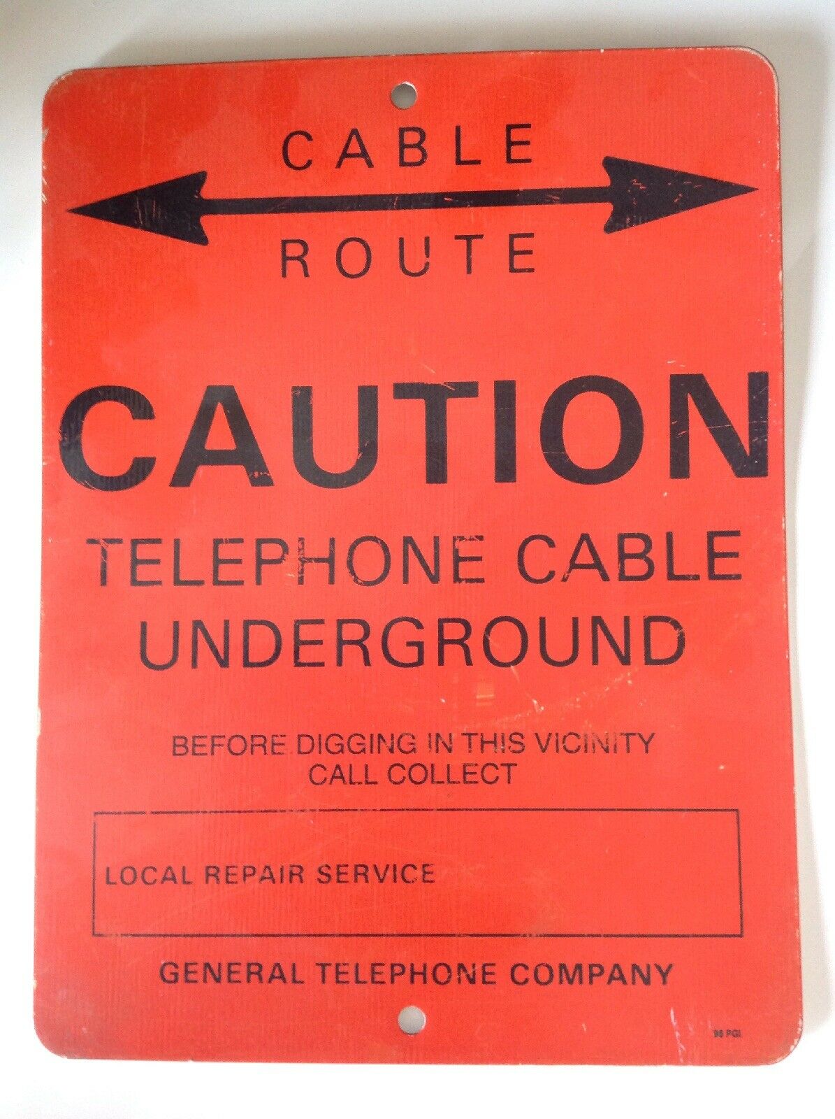 Vintage Public Telephone Utility Sign. General Telephone Company ...
