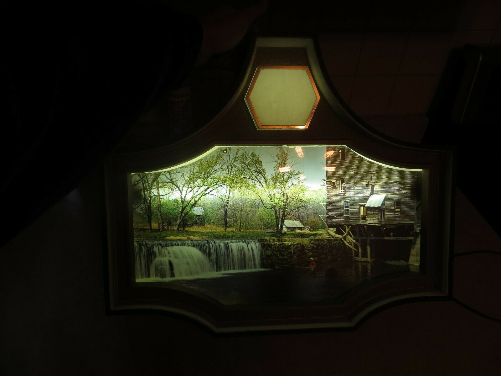 MEISTERBRAU LIGHTED FISHING ON TROUT STREAM CREEK LIGHTED BEER SIGN ...