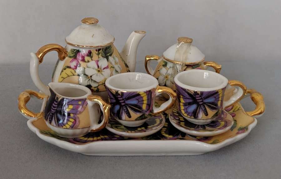 Vintage Royal Elfreda Porcelain Miniature Butterfly Tea Set | #13613628