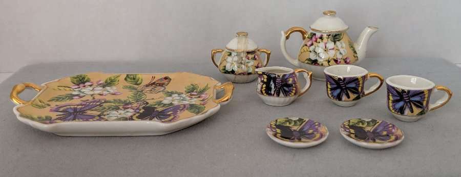 Vintage Royal Elfreda Porcelain Miniature Butterfly Tea Set | #13613628