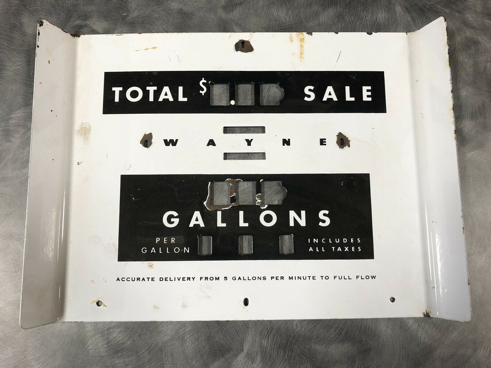 Antique Vintage Metal Gas Price Sign Total WAYNE Per Gallons Include ...