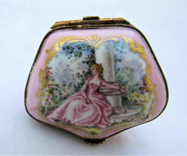 Limoges France Hand Painted Porcelain Trinket Box Artist Signed Classic ...