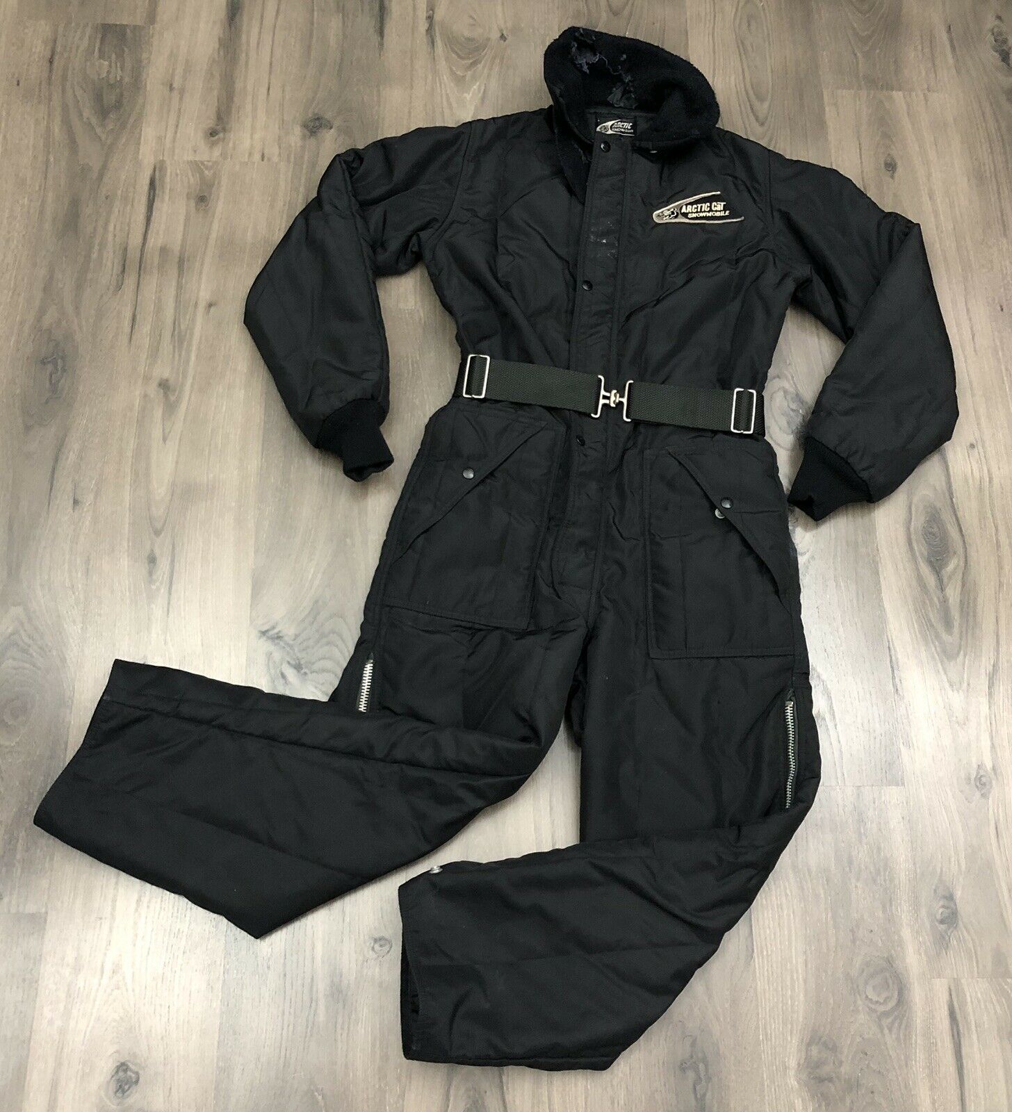 Vintage ARCTIC CAT One Piece Snowmobile Suit Snow Mens Small Black ...