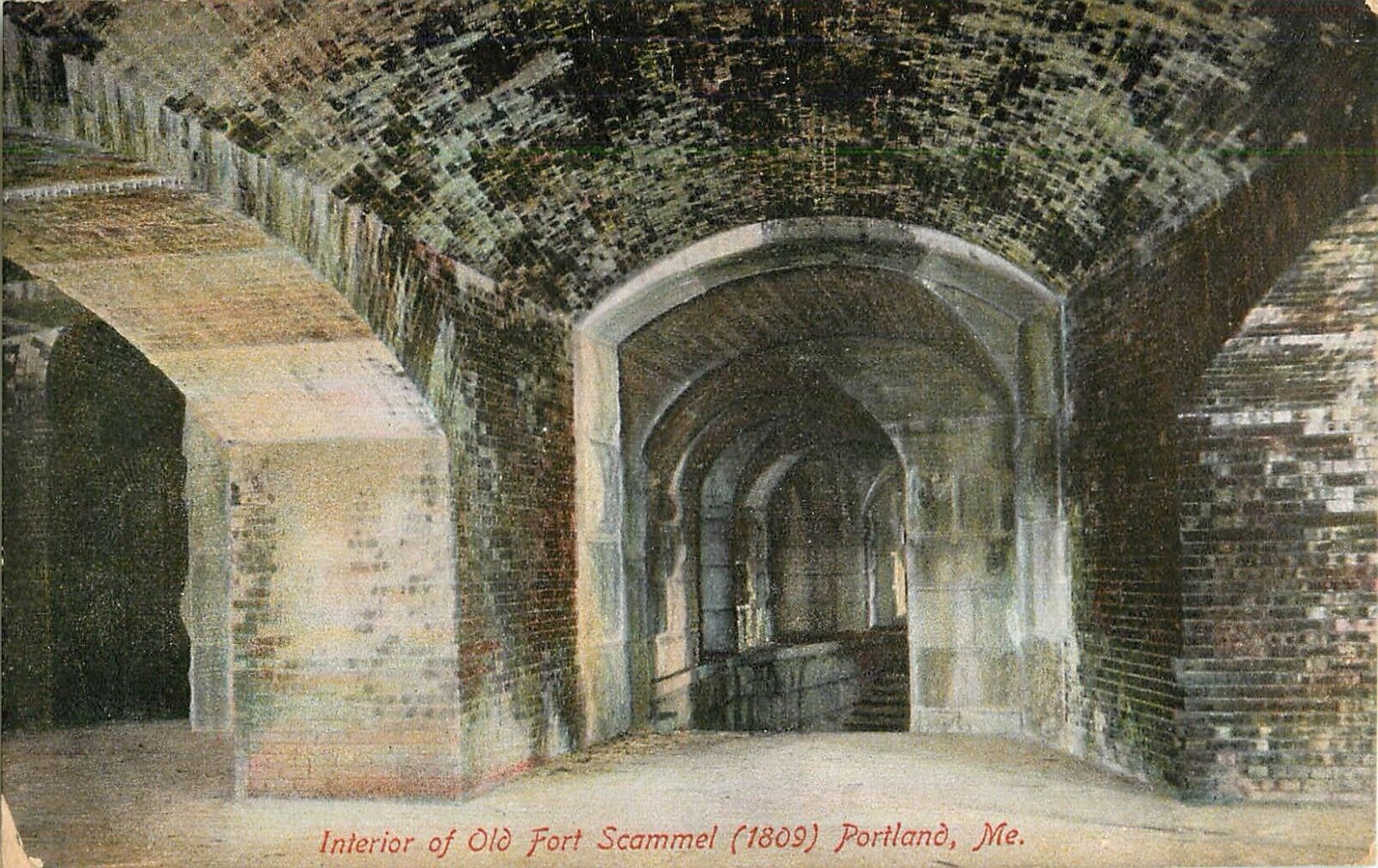 1907 Interior Of Old Fort Scammel, Portland, Maine Postcard | #13620306
