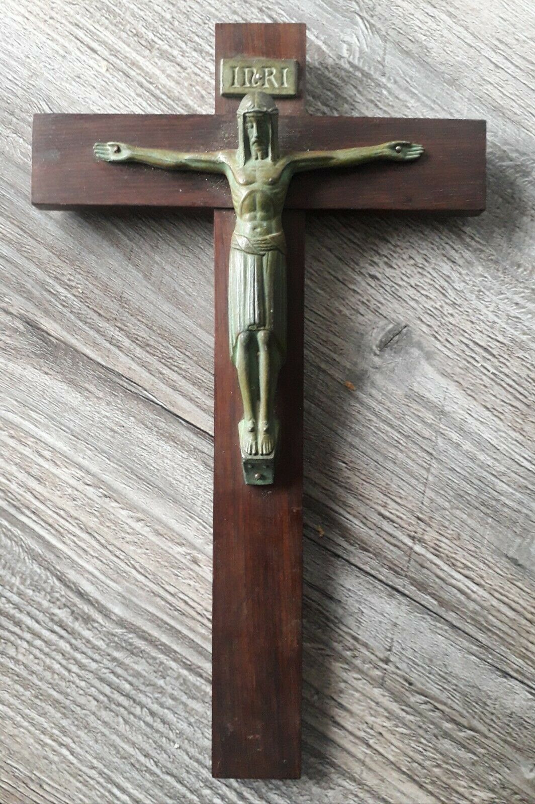 French Art Deco Vintage Bronze Wall Crucifix - Jesus Christ Corpus Body ...