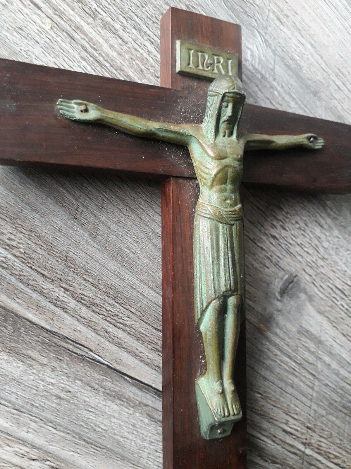 French Art Deco Vintage Bronze Wall Crucifix - Jesus Christ Corpus Body ...