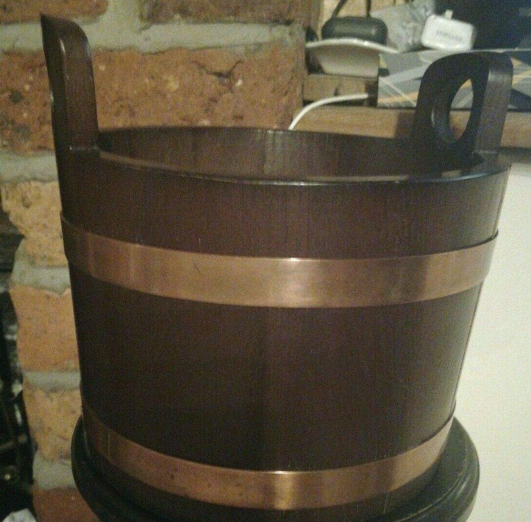 Oak Wooden Coopered Barrel Well Bucket/Planter/Pail Two Handle With ...