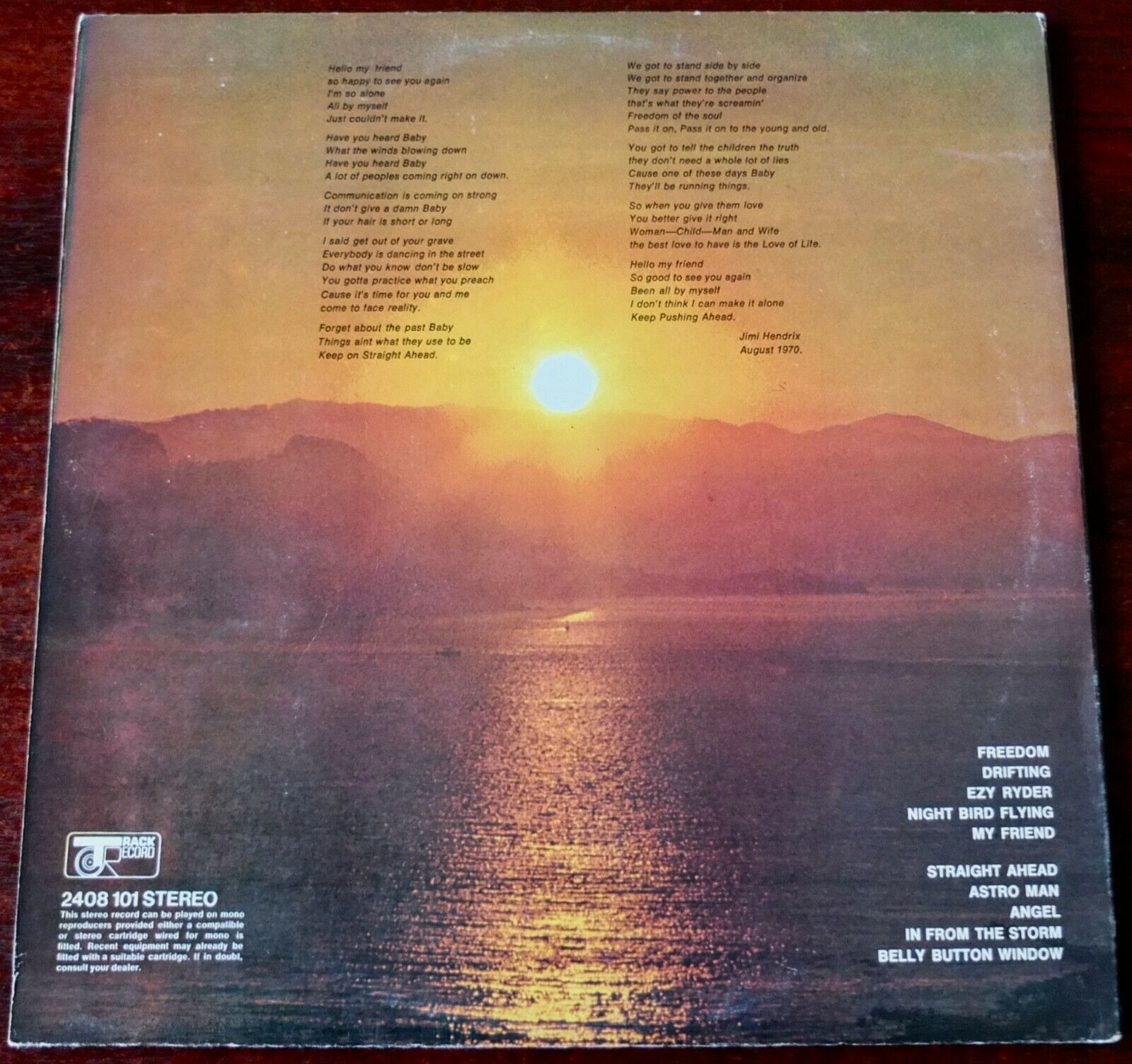 JIMI HENDRIX THE CRY OF LOVE LP TRACK (1971) A1 B1 MINUS GT BRITAIN ...