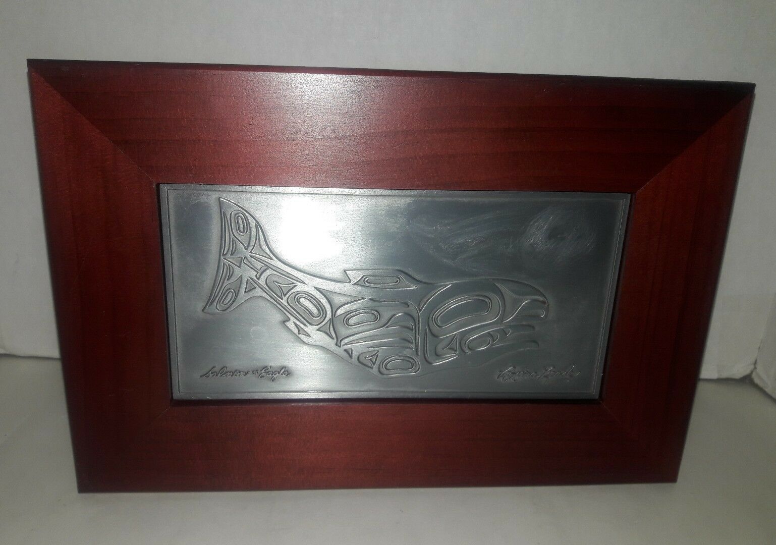 Roxana Leask Salmon And Eagle Pewter Cherry Finish Trinket Stash Box ...