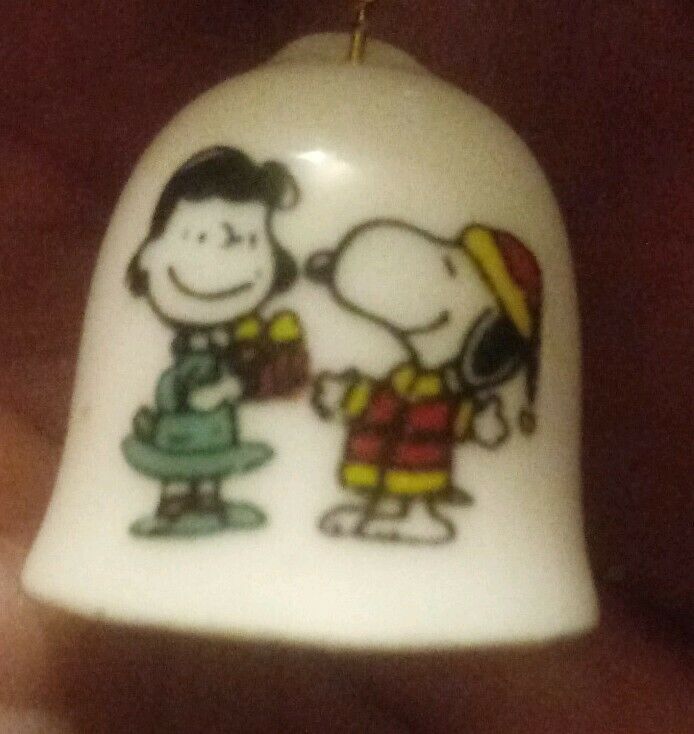 VINTAGE 1958 Peanuts Christmas Bell Ornament Lucy & Snoopy Miniature ...
