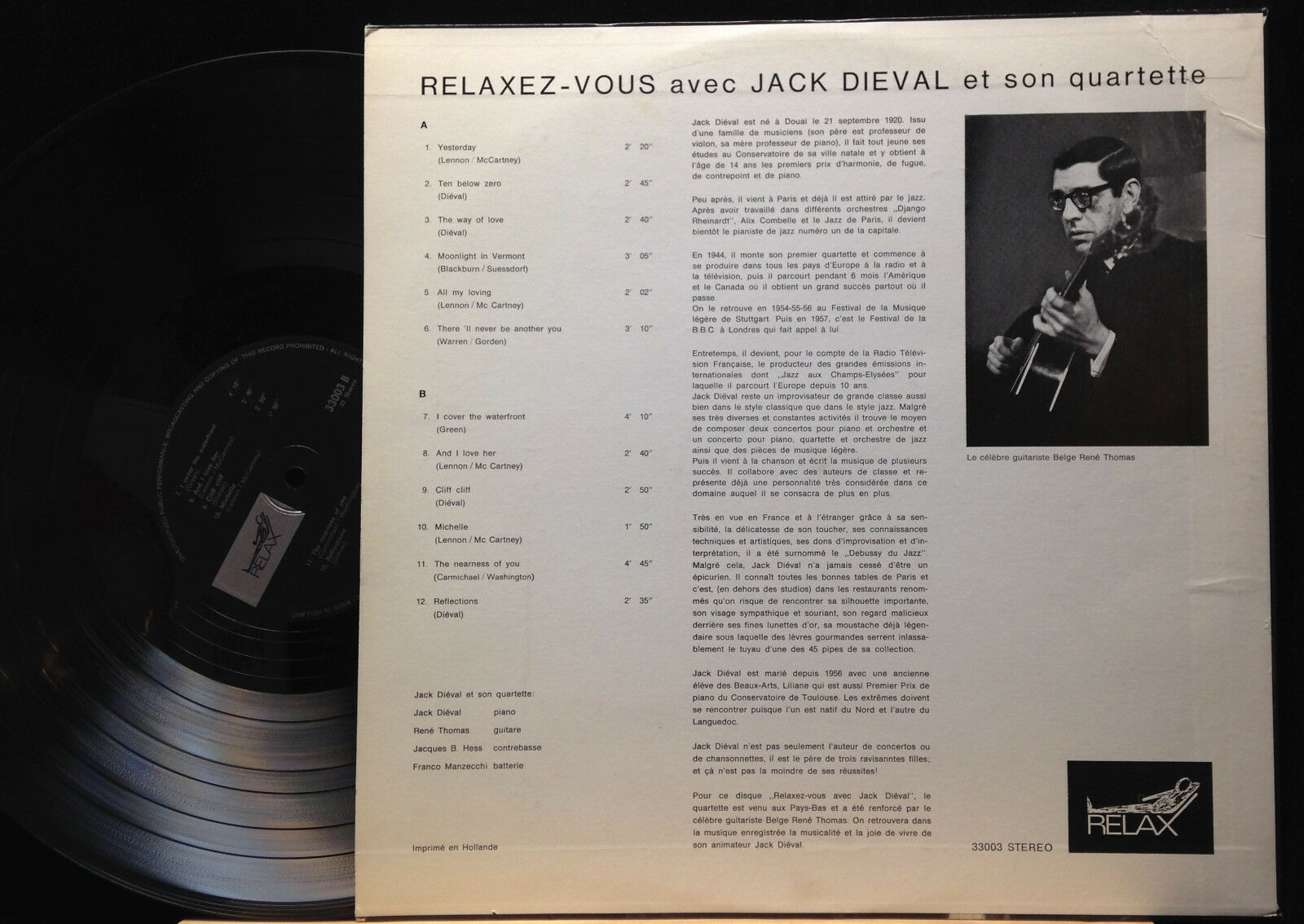 Jack Dieval Quartet - Relaxez - Vous Avec - Relax 33003 - HOLLAND ...