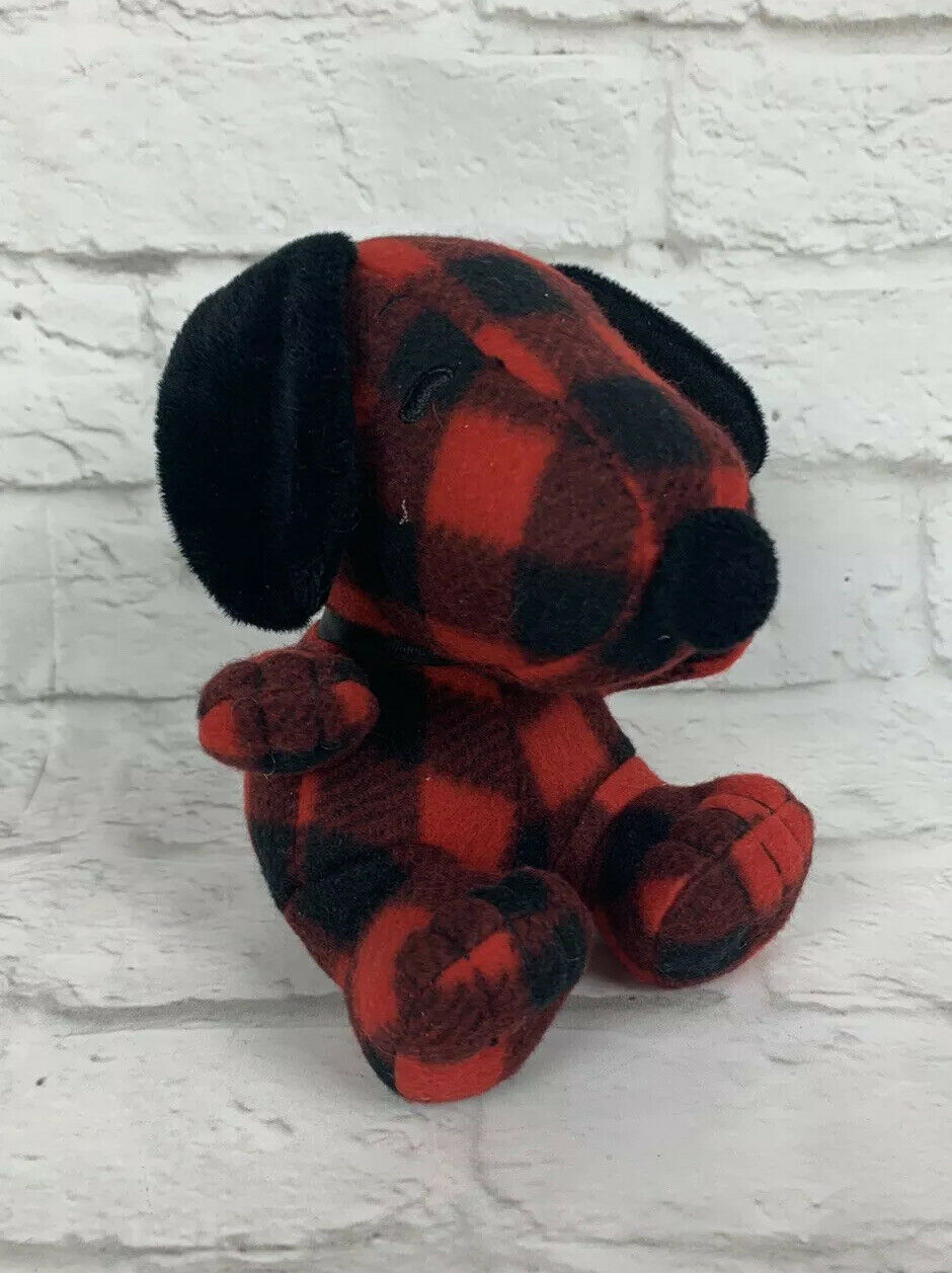 Hallmark Snoopy Plush Red Black Buffalo Plaid Christmas Stuffed Animal ...