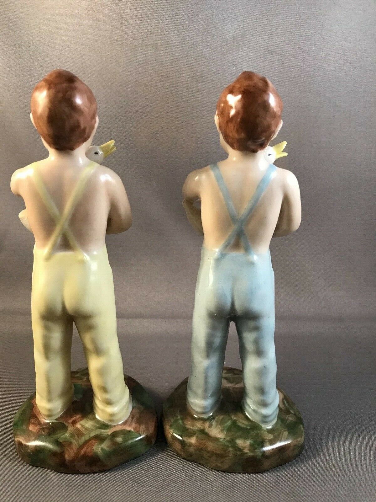 VINTAGE LEE WOLLARD PORCELAIN BOYS WITH GOOSE IN HAND 6 " TALL | #16840644