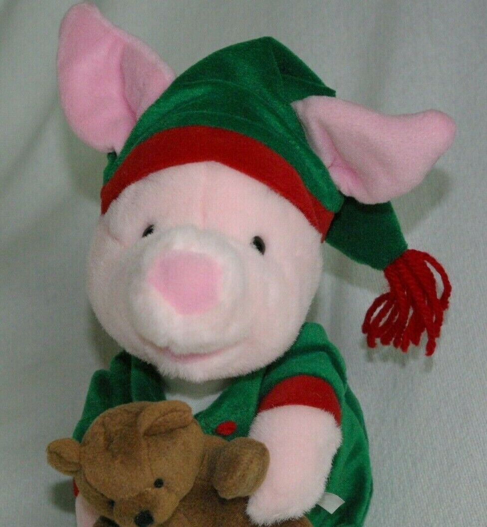 DISNEY PIGLET IN ELF PAJAMAS & TEDDY BEAR CHRISTMAS STUFFED ANIMAL ...