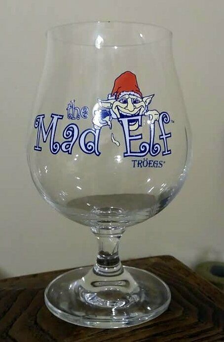 Troegs The Mad Elf Ale Beer Glass Tulip Clear Stemmed W Logo | #16855088