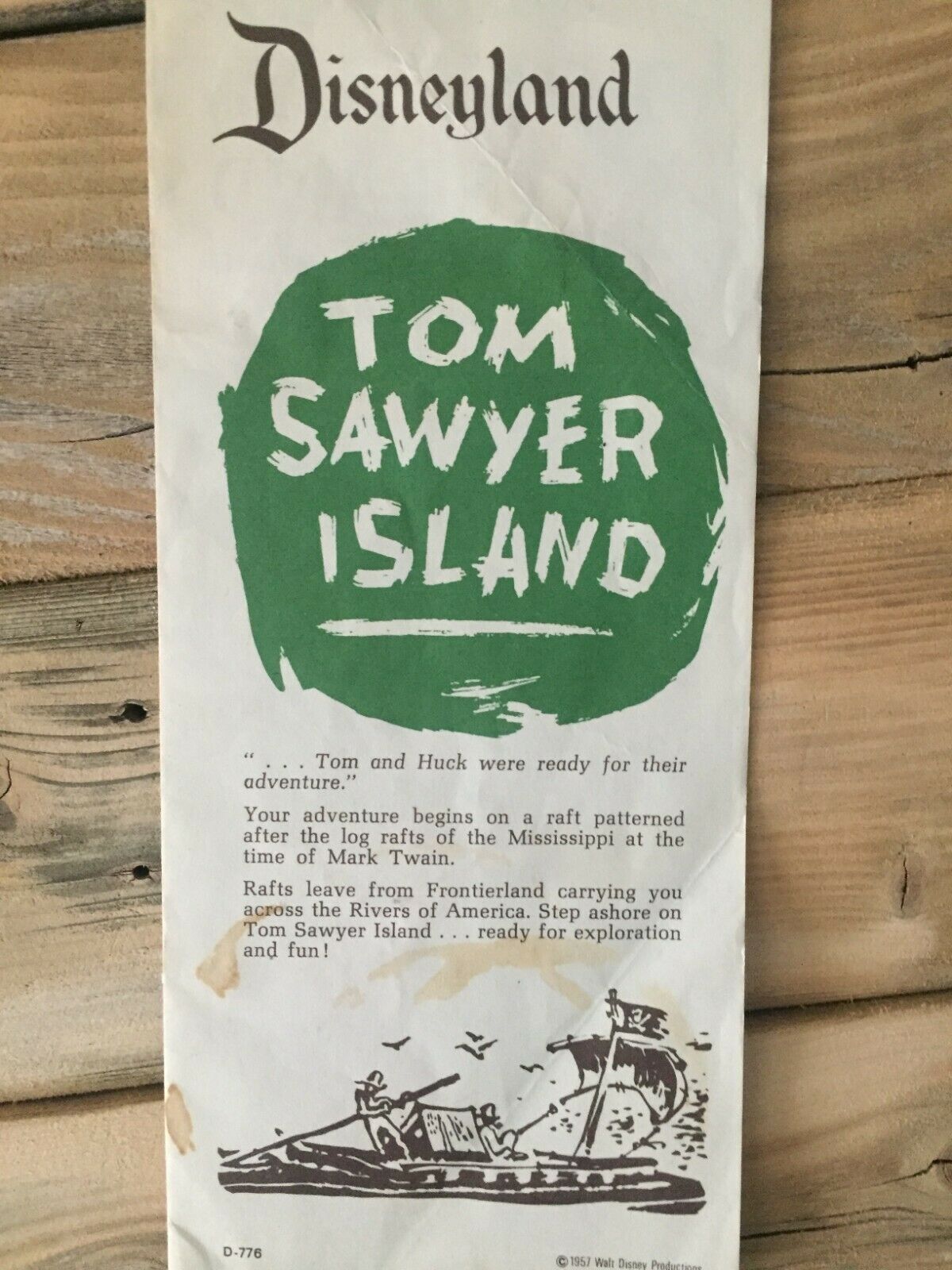 1957 Disneyland Tom Sawyer Island Map Folder Brochure Disney | #16932545