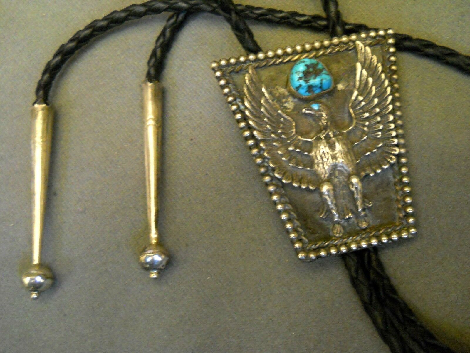Old Southwestern Native American Indian Turquoise Sterling Silver Eagle ...