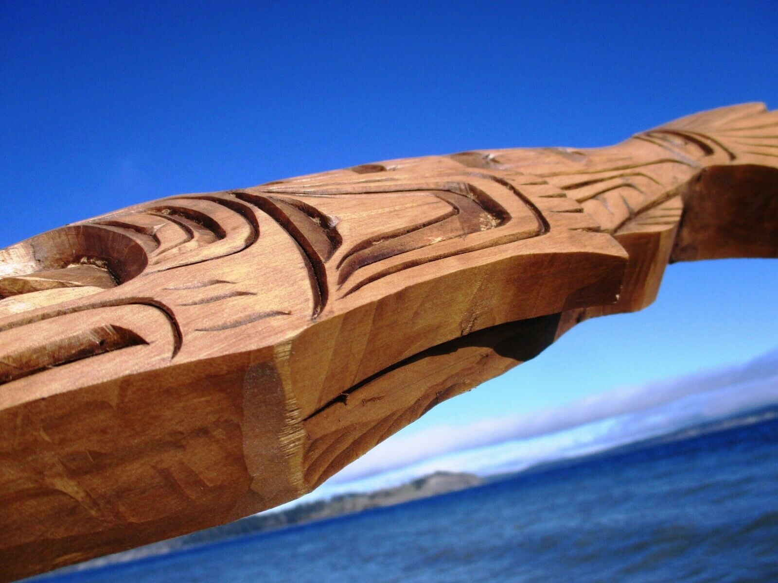 Northwest Coast First Nations Native Wood Art Carved SALMON By Gino ...