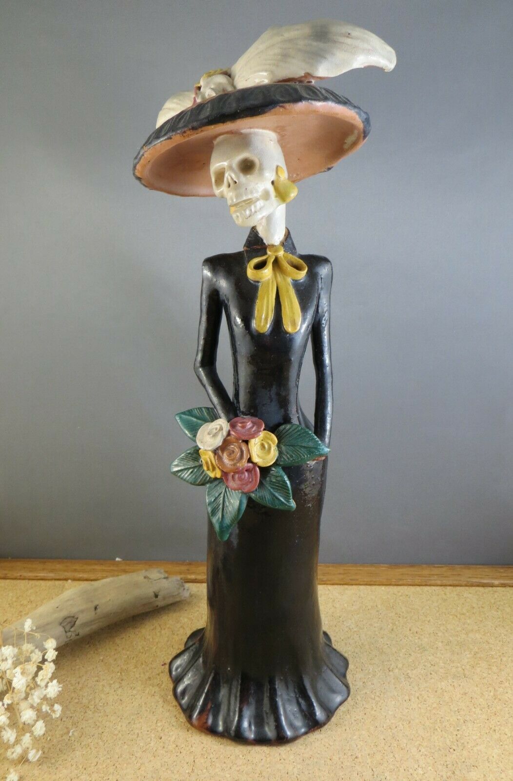Day Of The Dead Victorian Lady Catrina Skeleton Clay Figurine Mexican ...
