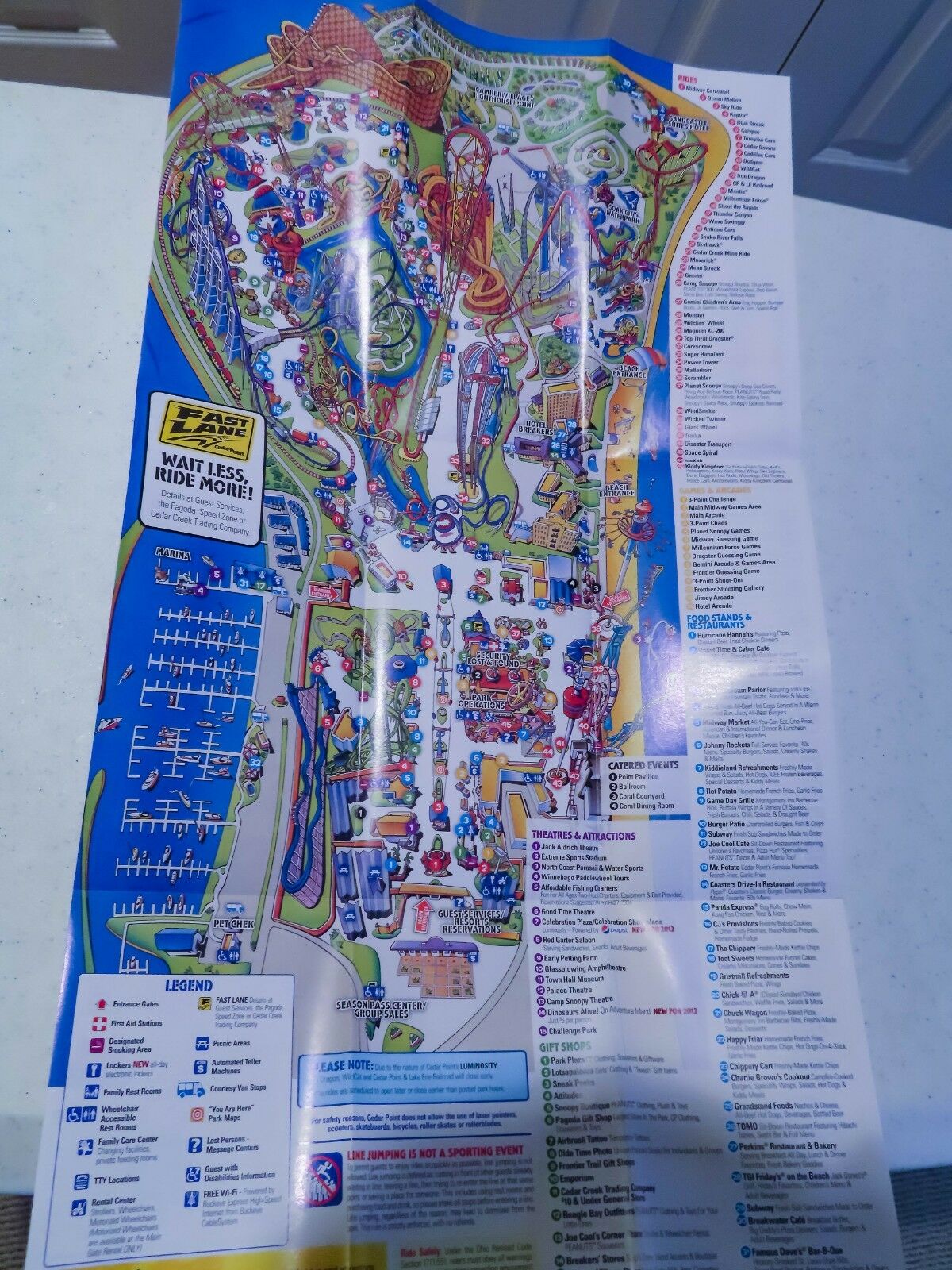 2012 Cedar Point Park Map Featuring Dinosaurs Alive And Luminosity ...
