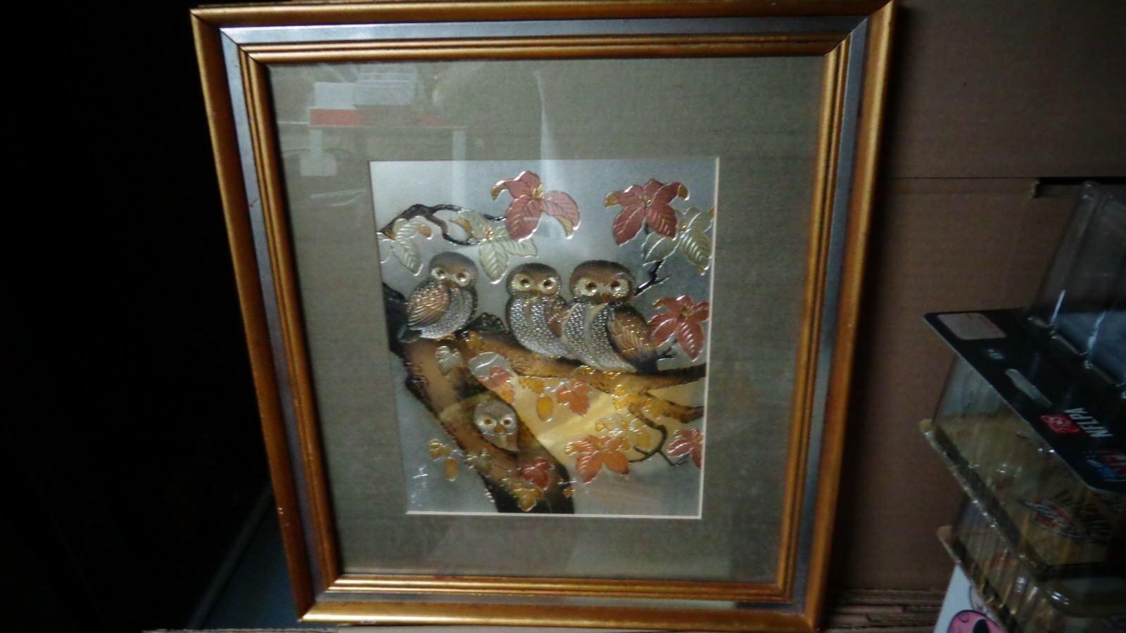 JAPANESE CHOKIN ART YOSHINOBU HARA SIGNED B ARTIST 1983 OWLS COPPER ...