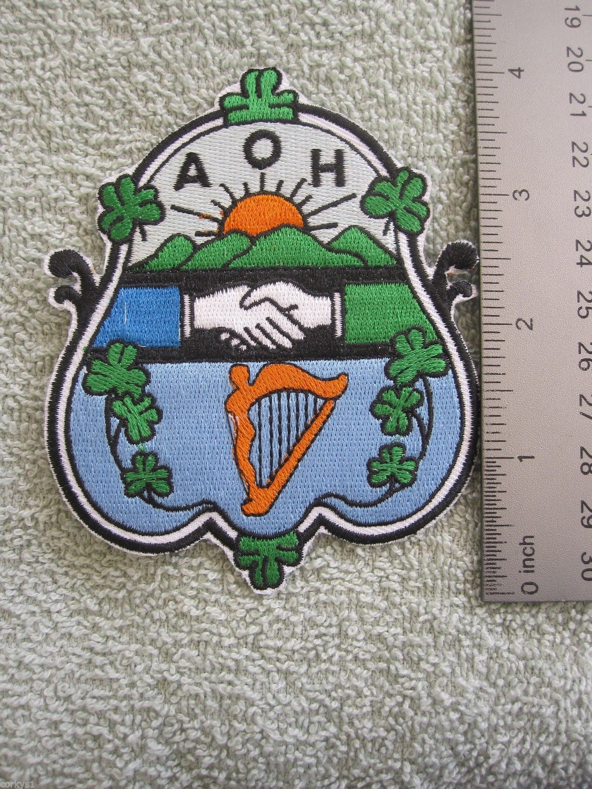 Ancient Order Of Hibernians Member Crest Patch Irish Shamrocks Harp ...