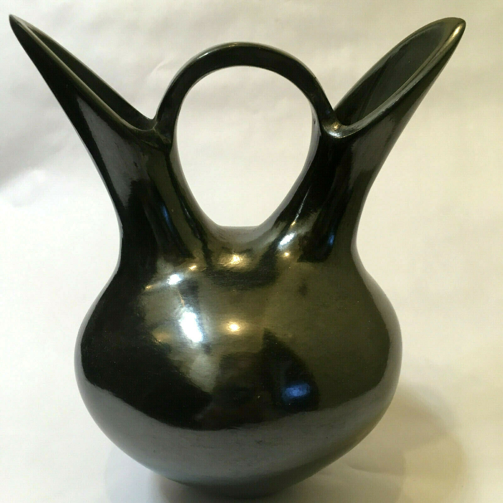 SANTA CLARA PUEBLO Native American Indian BLACK POTTERY Wedding Vase ...