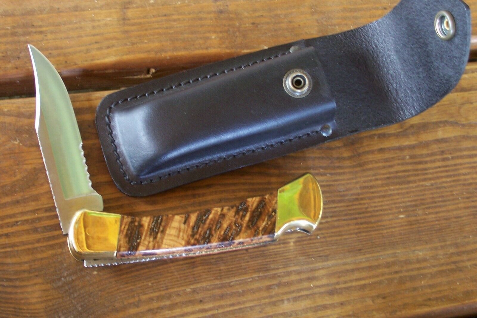 BUCK KNIFE 110V CUSTOM WOOD HANDLES WITH FILE WORK KNIFE | #17011908