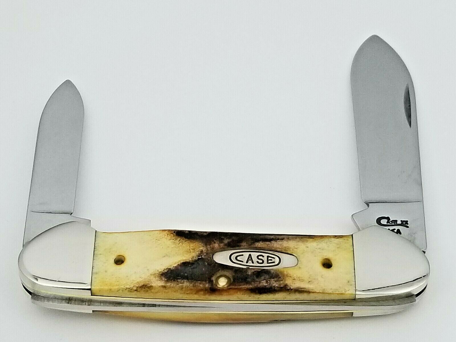1995 Case XX USA 52131 SS Canoe Pocket Knife 3 5/8 " Stag Handles ...
