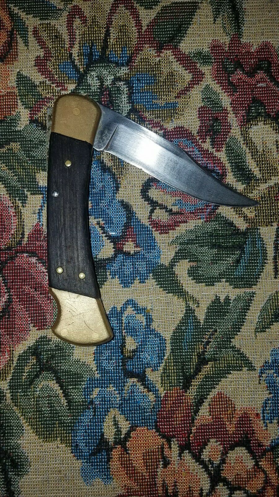 Buck 110 USA Wooden Handle Single Plain Blade Lock Back Pocket Knife ...