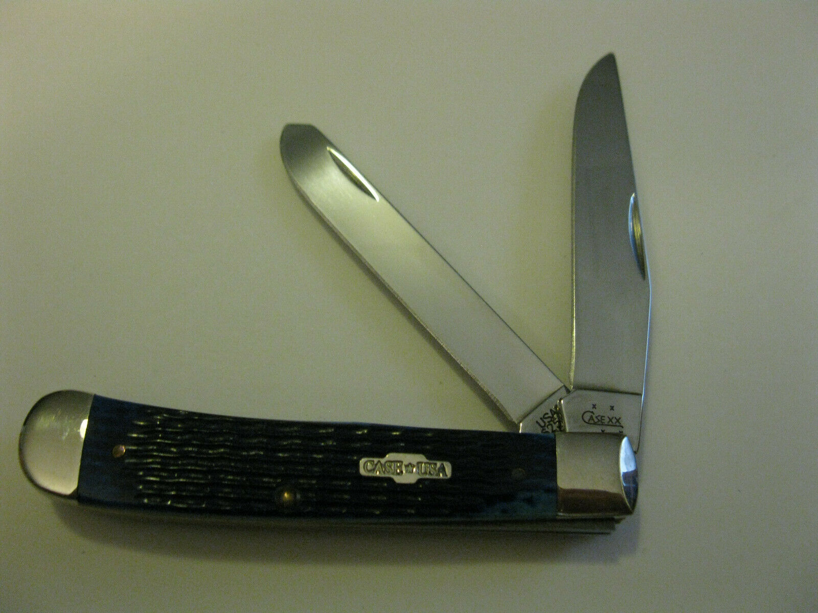 Case XX USA Trapper Pocket Knife 6254 SS BLUE Jigged Bone Handles Made ...